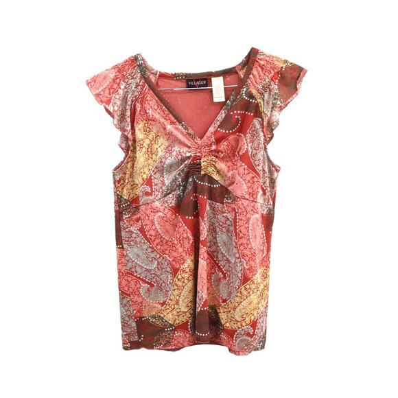 villager | Tops | Villager Womens Cap Sleeve Vneck Blouse Size Medium ...